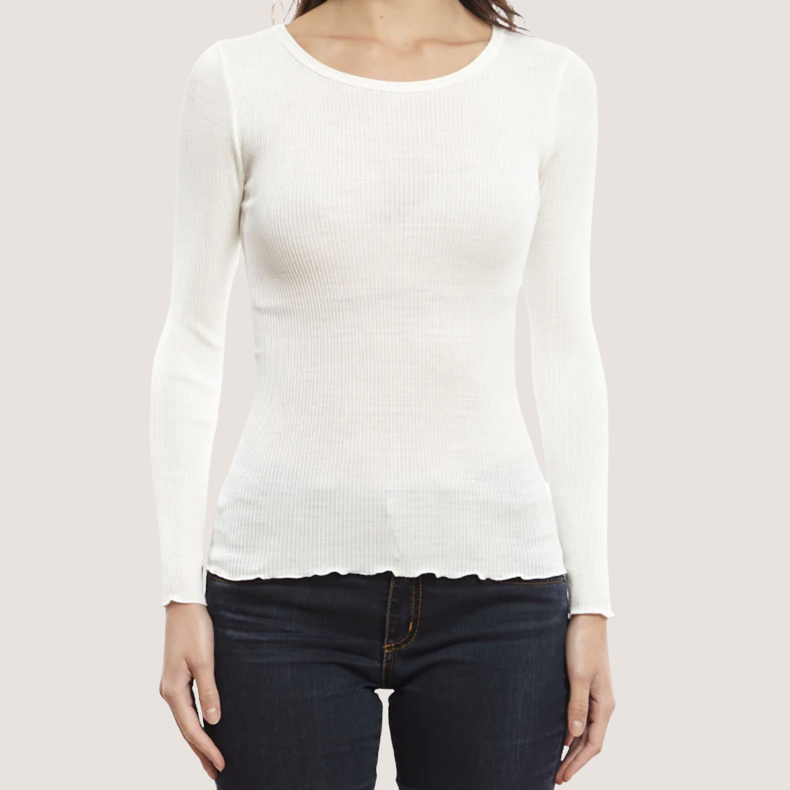 Long Sleeve Wool Silk Rib - Leah Maria